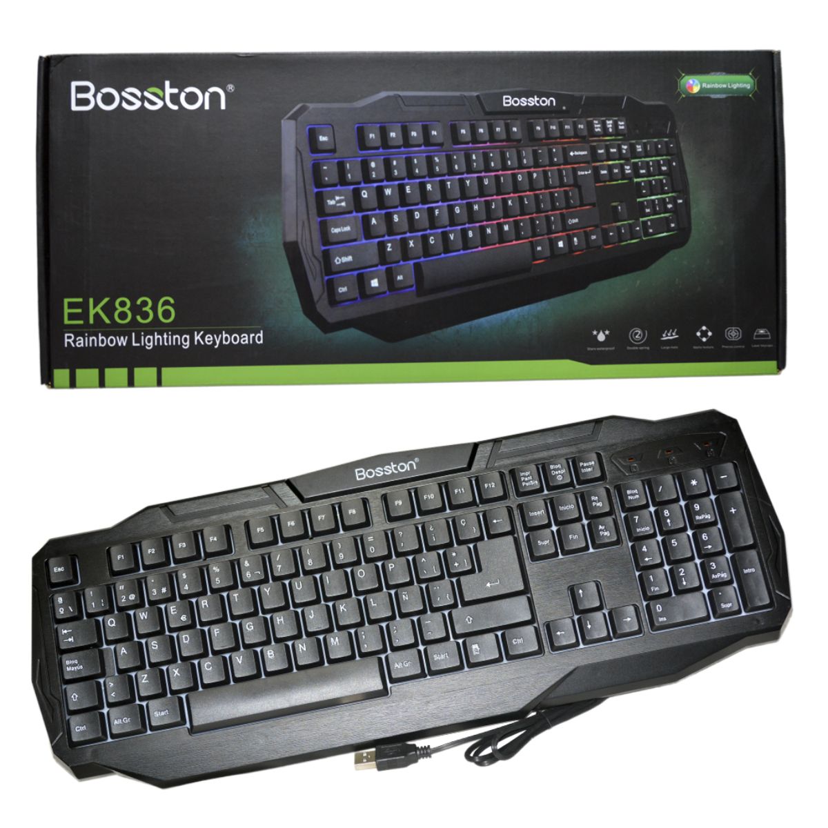 TECLADO GAMER BOSSTON EK836 RETROILUMINADO X18 (JTACCPC091) › Jtech