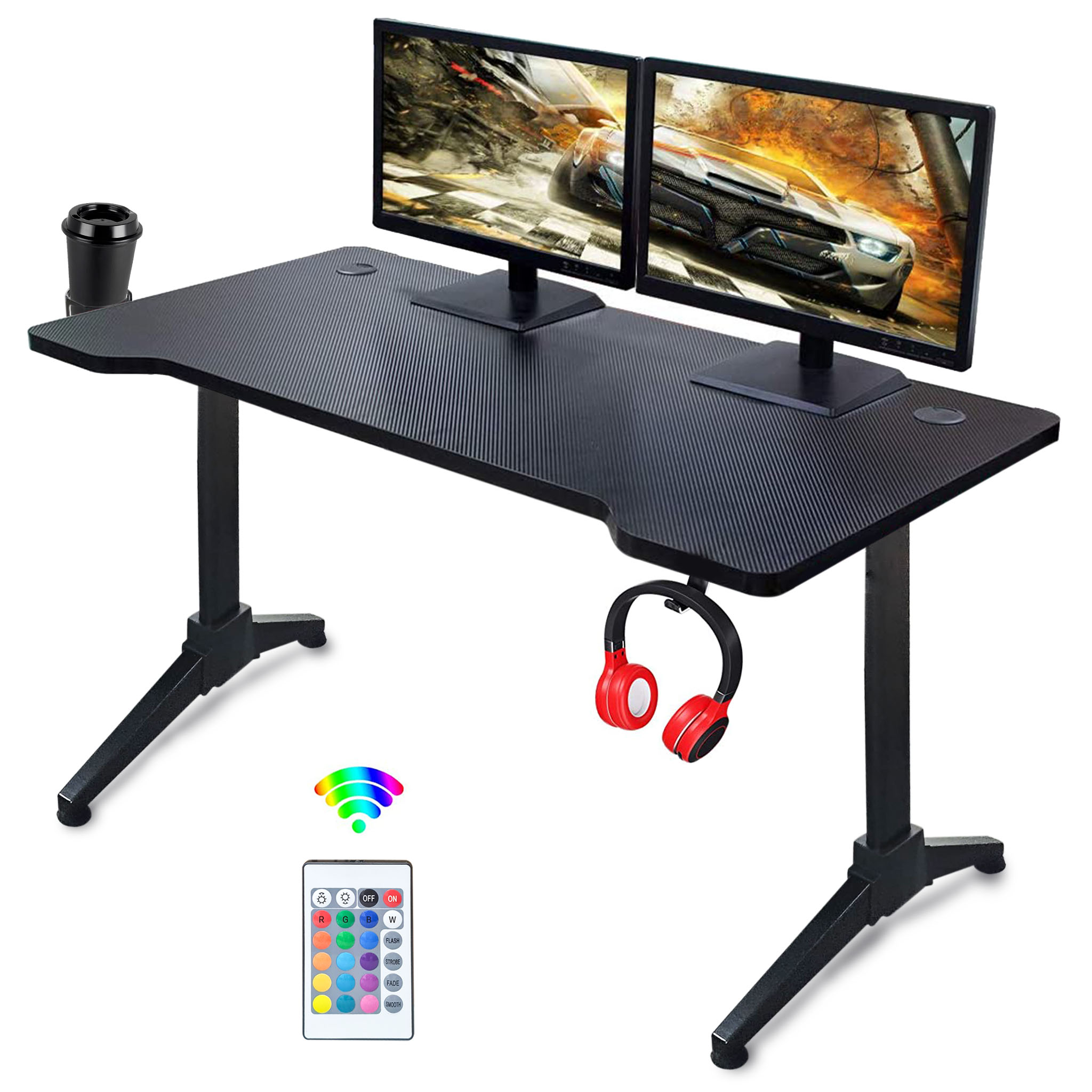 ESCRITORIO GAMER CON ILUMINACION RGB NEGRO (JTBRAT046) › Jtech
