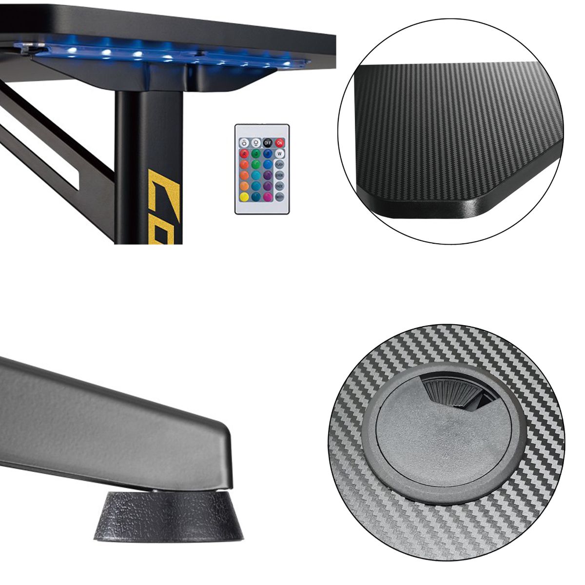 ESCRITORIO GAMER CON ILUMINACION RGB NEGRO (JTBRAT046) › Jtech