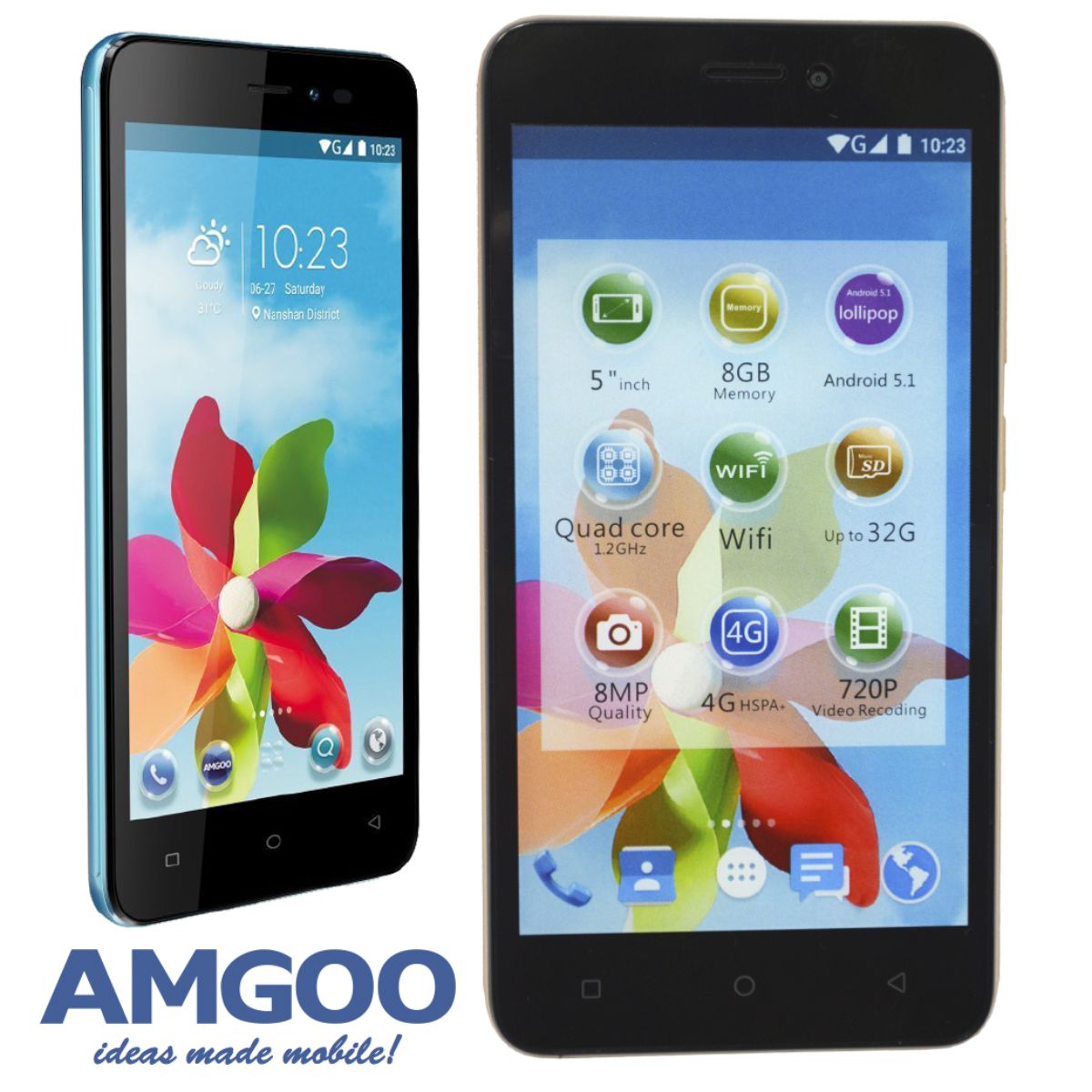 SMARTPHONE AMGOO AM508 5.0″ 512/8G NEGRO/DORADO (JTCEL036) › Jtech