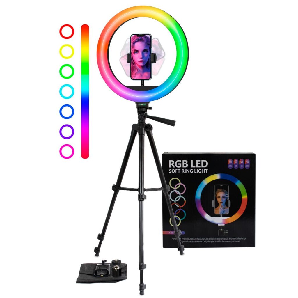 TRIPODE EXTENSIBLE 1.20MTS + ANILLO LUZ LED RGB (COMBOARORGB2) › Jtech