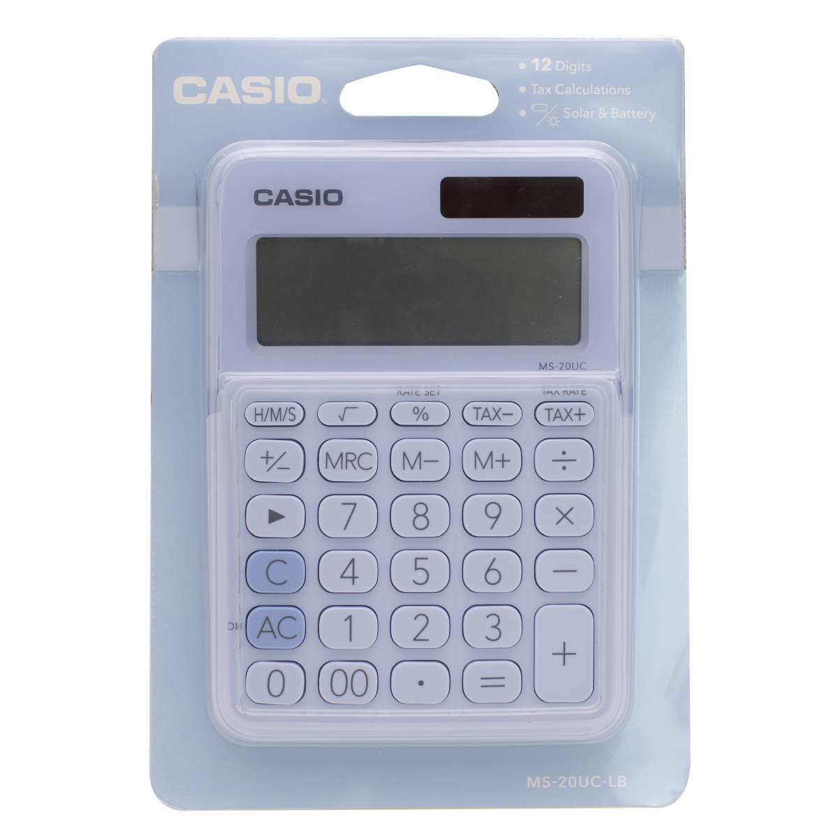 CALCULADORA CASIO MS-20UC-LB CELESTE SOLAR/A PILA (JTCASIO017) › Jtech