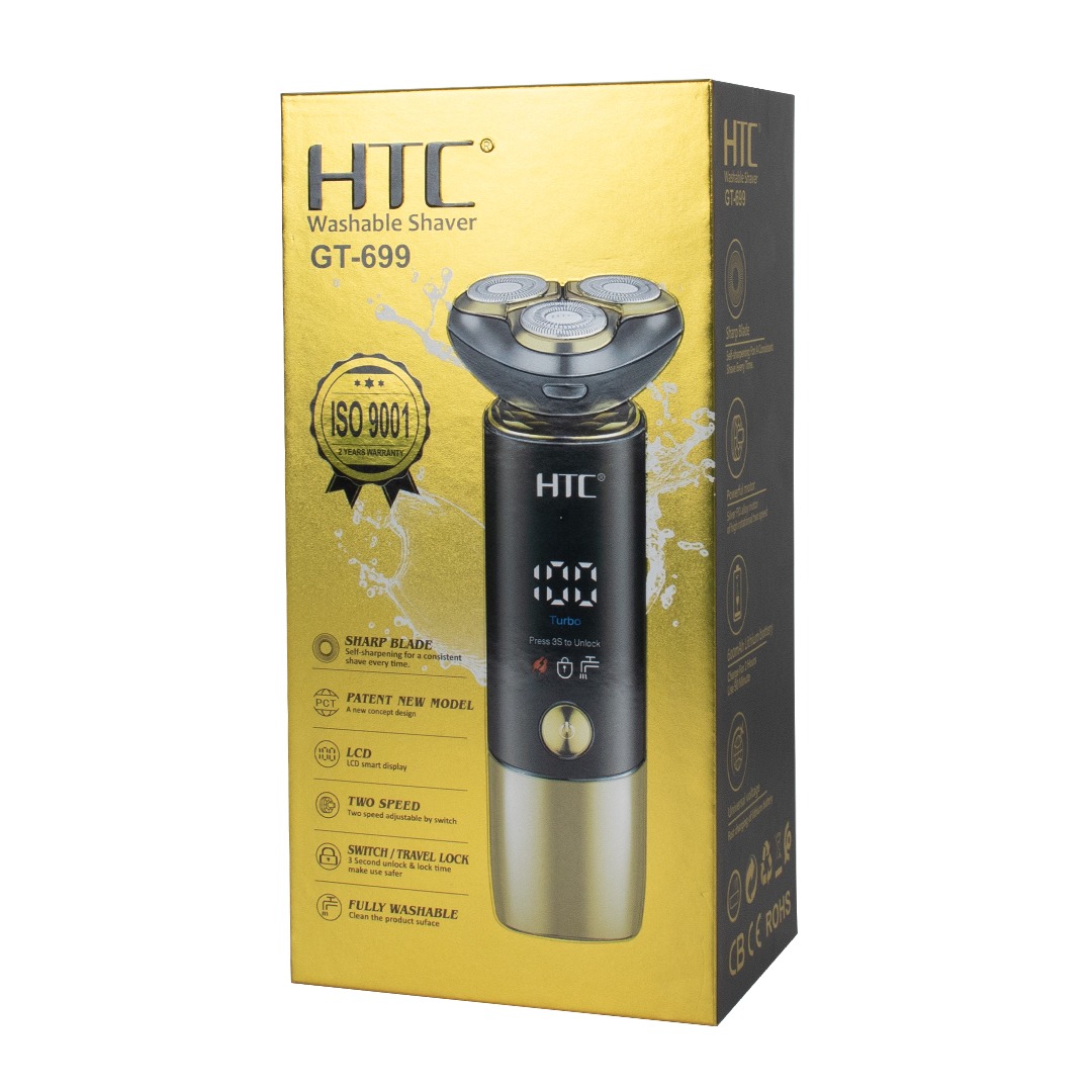 AFEITADORA INAL HTC GT-699 C/LCD NEGRO DORADO (JTELEC391) › Jtech