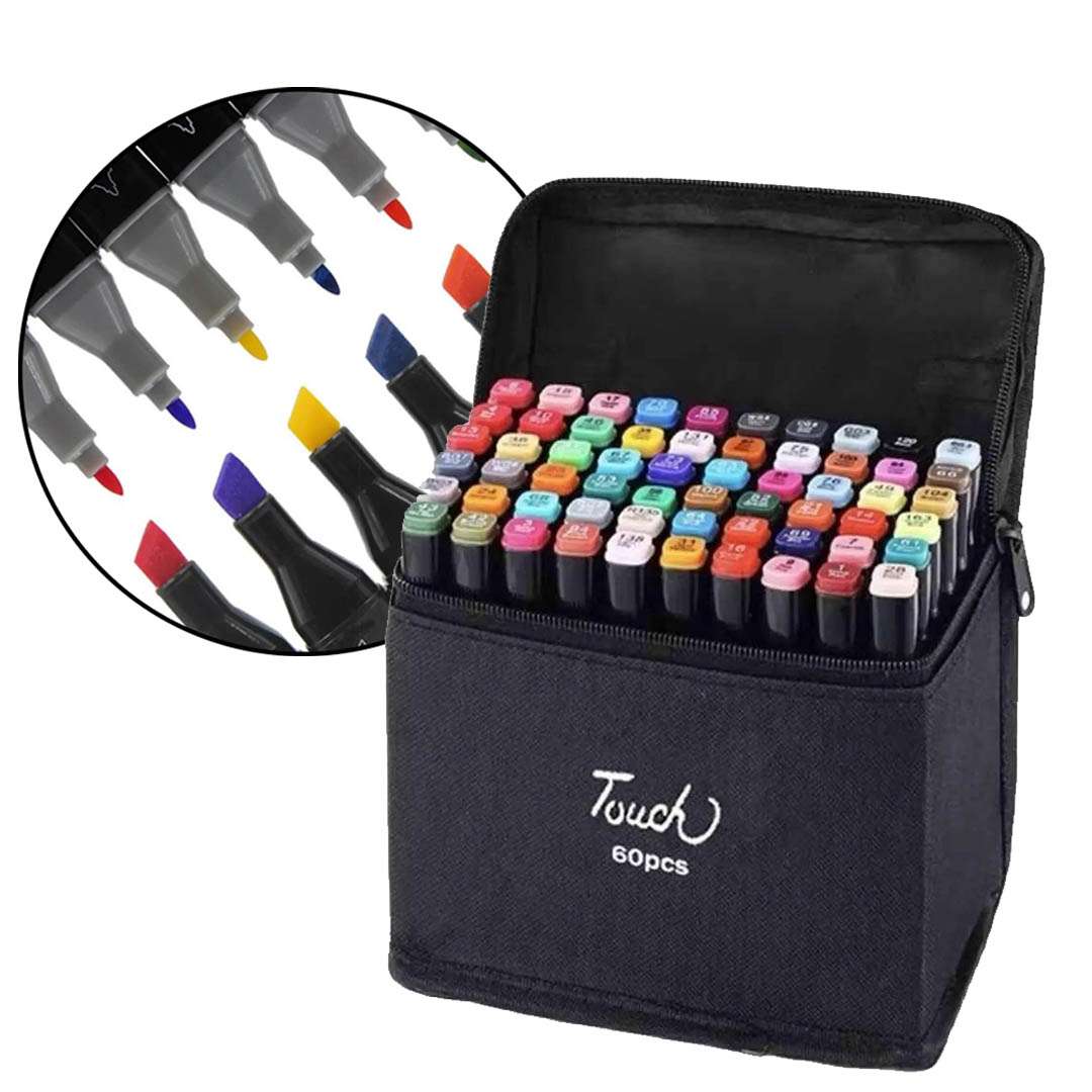 SET 60 MARCADORES DE DOBLE PUNTA COLORES (JTHOG961) › Jtech