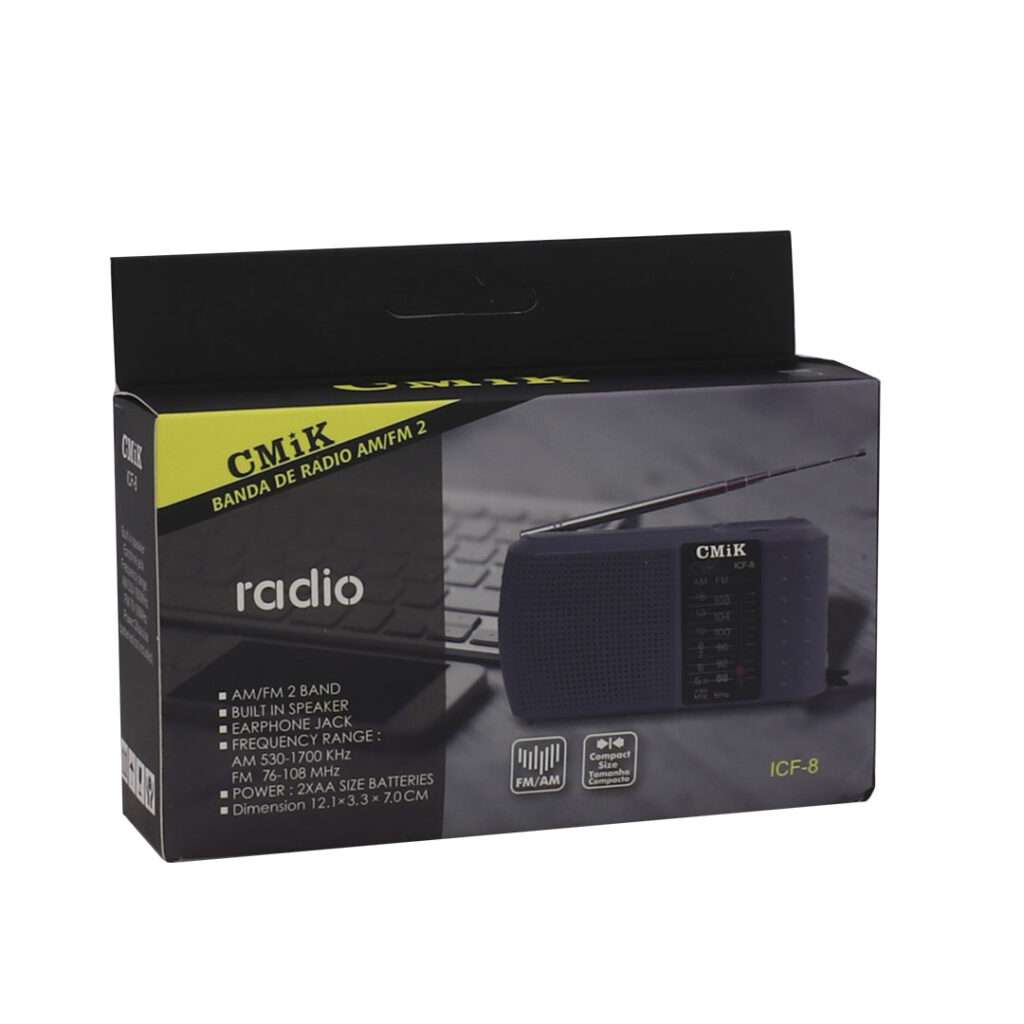 RADIO PORTATIL CMIK AM/FM A PILA ICF-8 NEGRO (JTPAR181) › Jtech